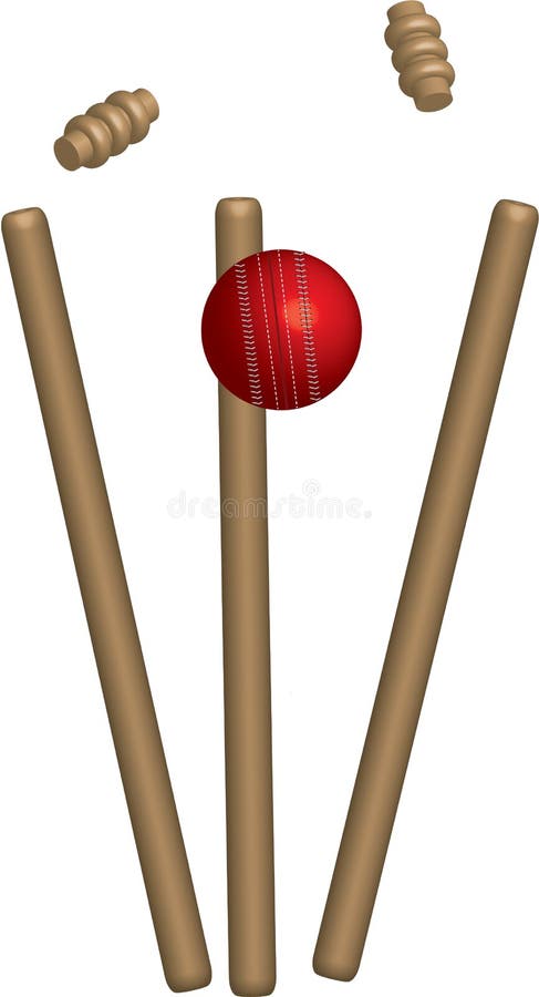 Cricket Ball Hitting Wickets Stock Illustration - Illustration of ...