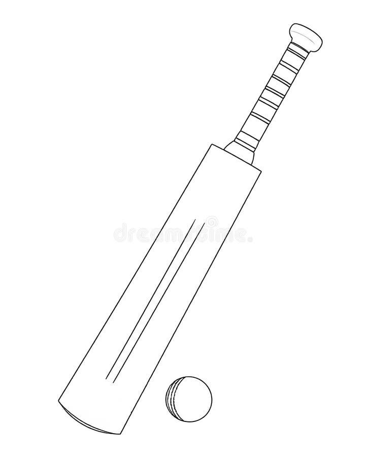 Cricket Bat and Ball Black and White Isolated Graphic Stock ...