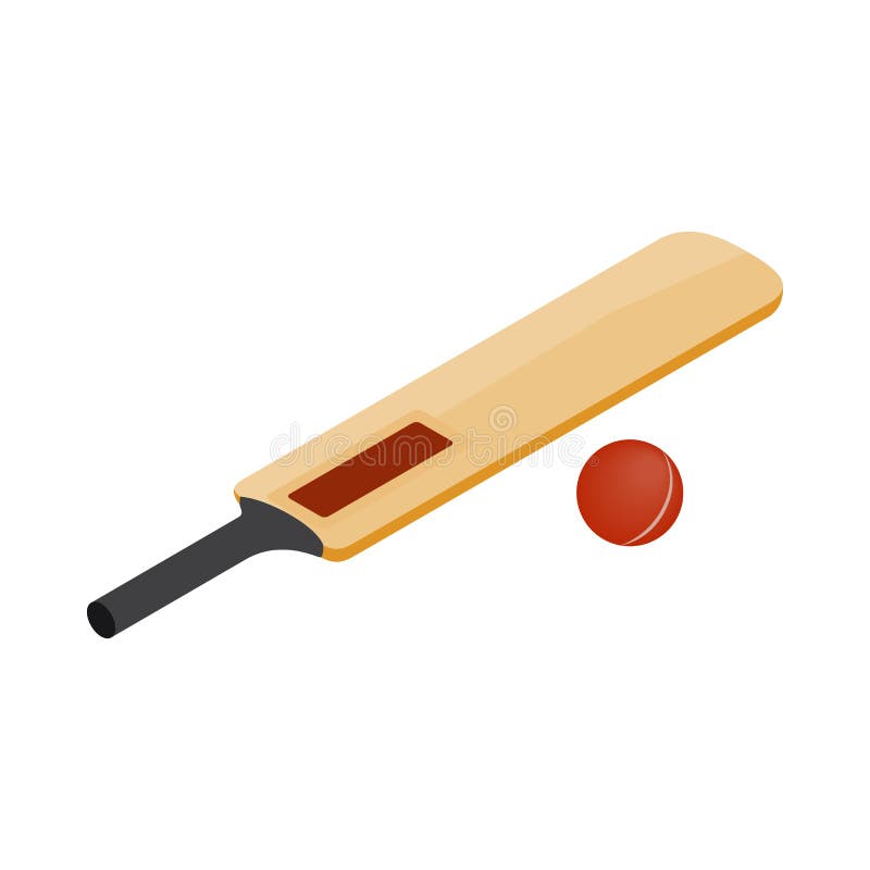 Cricket Bat and Ball Icon, Isometric 3d Style Stock Vector ...