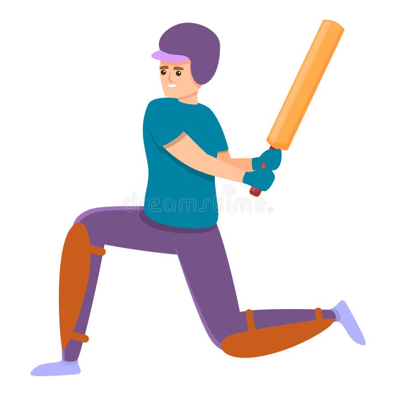 Cricket Bat Hit Icon, Cartoon Style Stock Illustration - Illustration ...