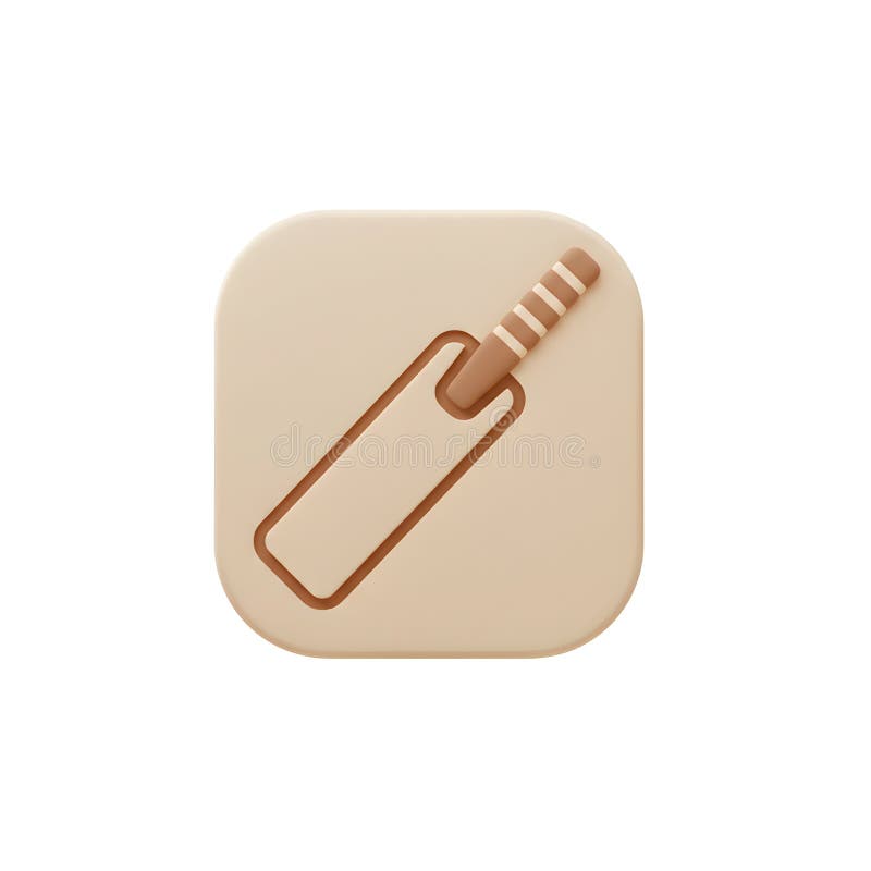 Cricket Bat Icon Design 3D Render Beige Color App Icon Graphic Digital ...