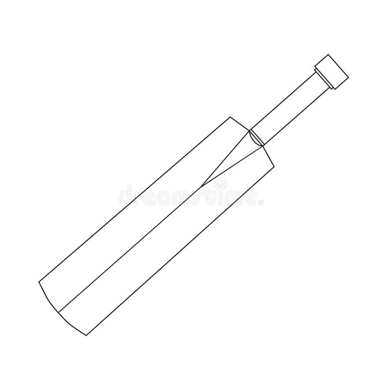 Cricket Bat. Vector Linear Coloring Book Template Isolated on White ...