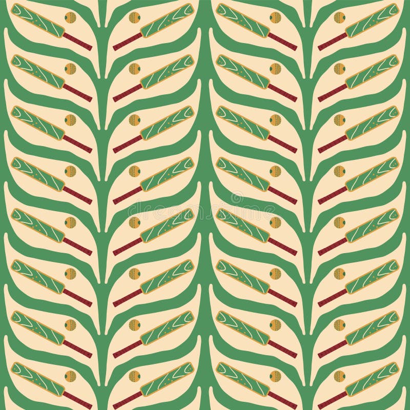Cricket Bats and Balls Seamless Pattern. Vector Hand Drawn Flat ...