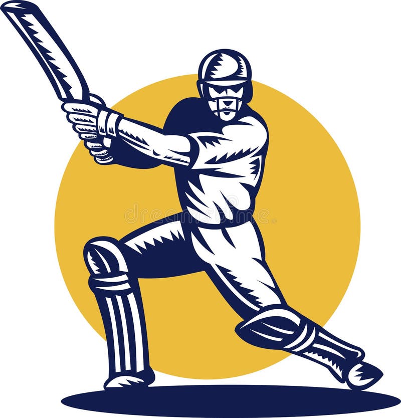 Cricket Batsman Batting Woodcut Stock Illustration - Illustration of ... Cricket Batsman Batting Woodcut Stock Illustration - Illustration of ...