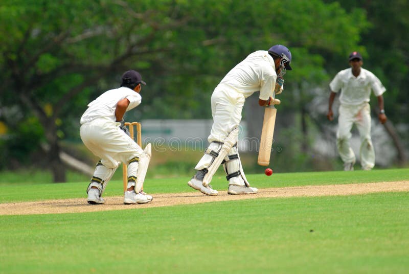 Cricket Batsman and a Catcher Stock Image - Image of keeper, bowling ...