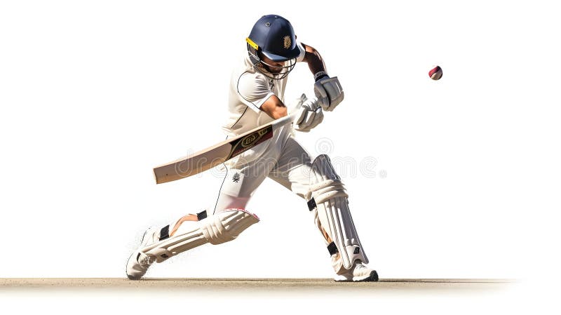 Cricket Batsman Hitting a Powerful Shot Stock Illustration ...