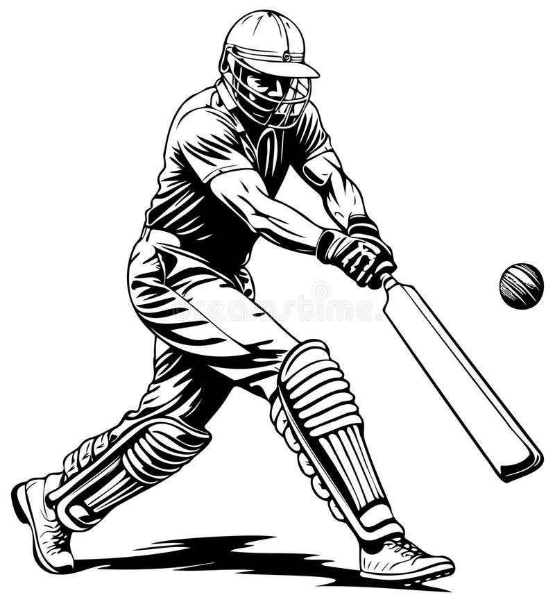 Cricket Batter Illustration Stock Vector - Illustration of drawing ...