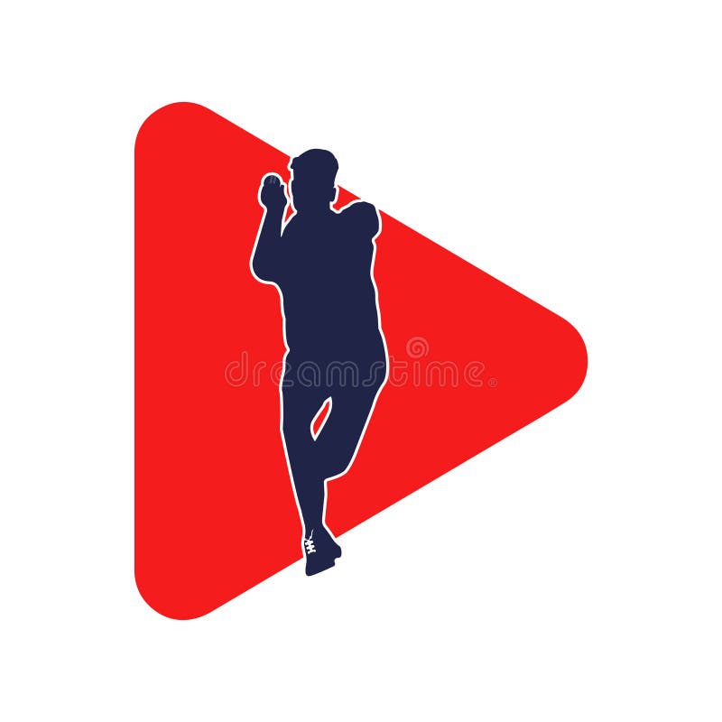 Cricket Bowling Fast Bowler Inside Play Button Icon Vector Illustration ...