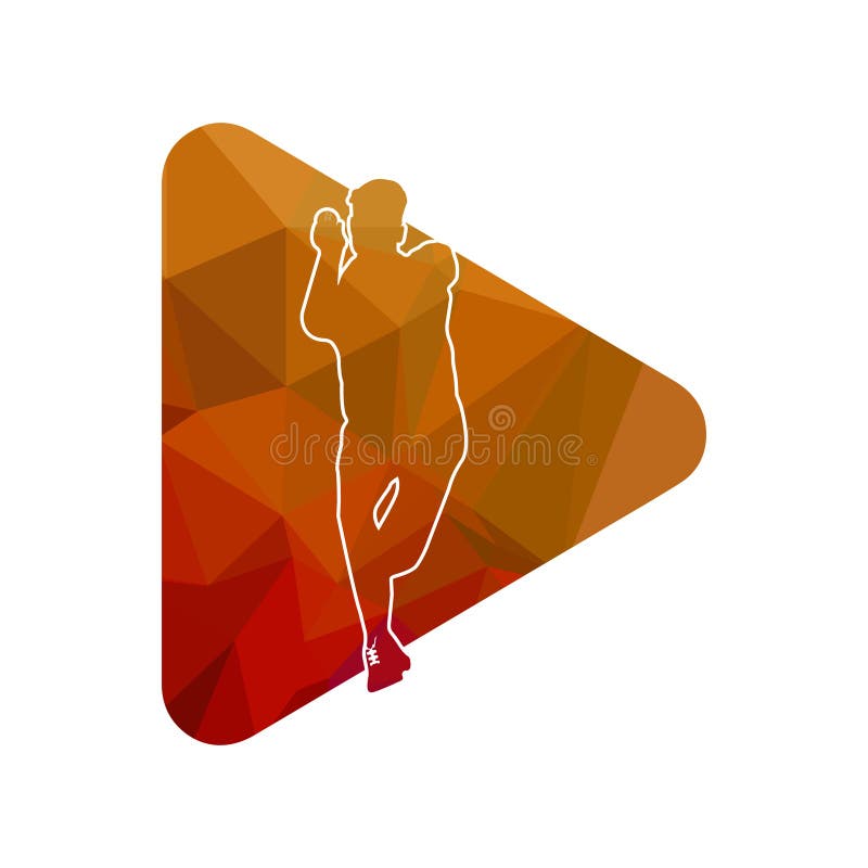 Cricket Bowling Fast Bowler with Play Button Vector Illustration. Stock ...