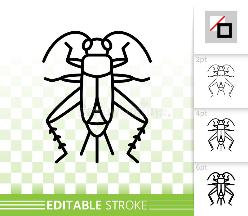 Cricket Bug Simple Black Outline Vector Icon Stock Vector ...