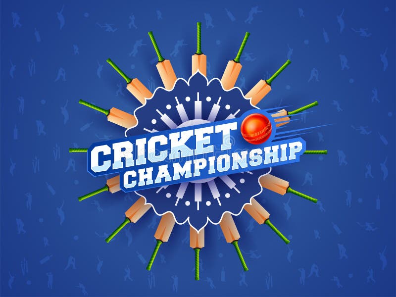 Cricket Championship Text on Blue Abstract Background with Multi Stock ...