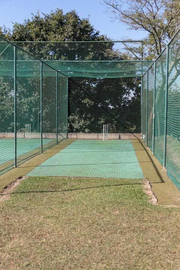 Cricket practice nets stock image. Image of blue, outside - 149688001