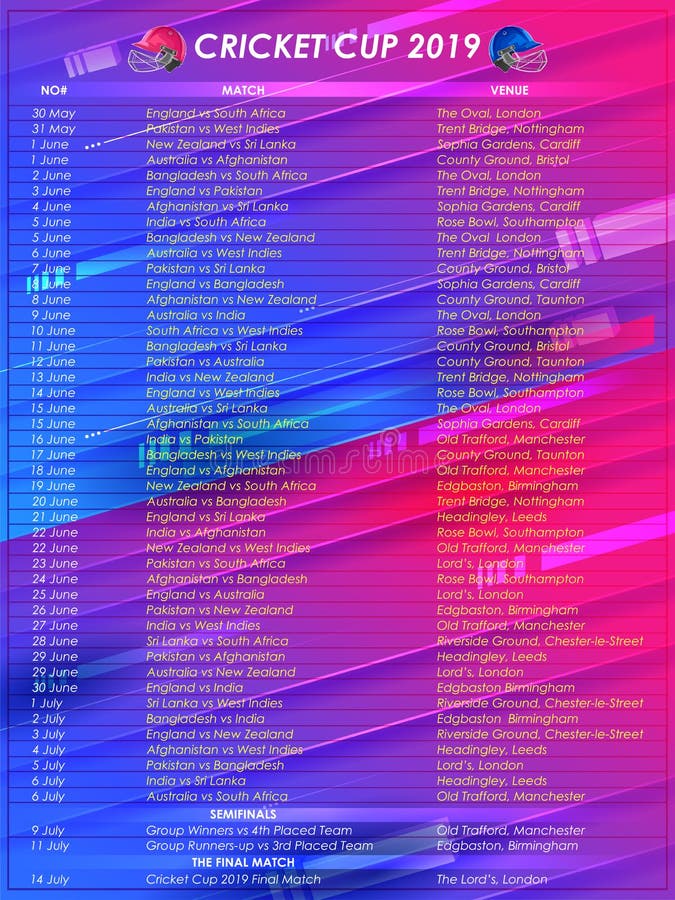Cricket Match Schedule Stock Illustrations – 123 Cricket Match Schedule ...