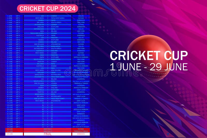 Cricket Cup 2024 Match Schedule Sports Background Stock Photos - Free ...