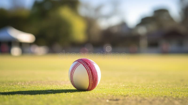 Cricket Game Ball on a Field Professional Photo Stock Photo - Image of ...