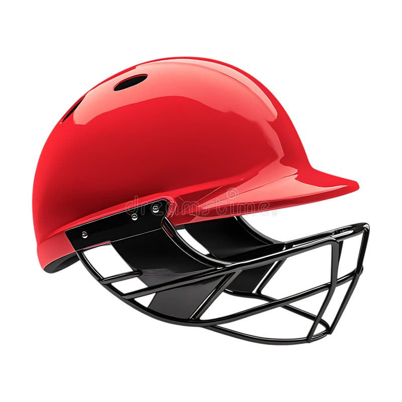 Cricket Helmet Red Protective Gear for Batters on Transparent ...