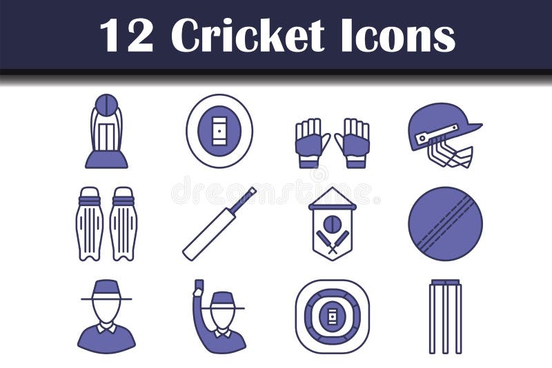 Cricket Icon Set stock vector. Illustration of game - 242084294
