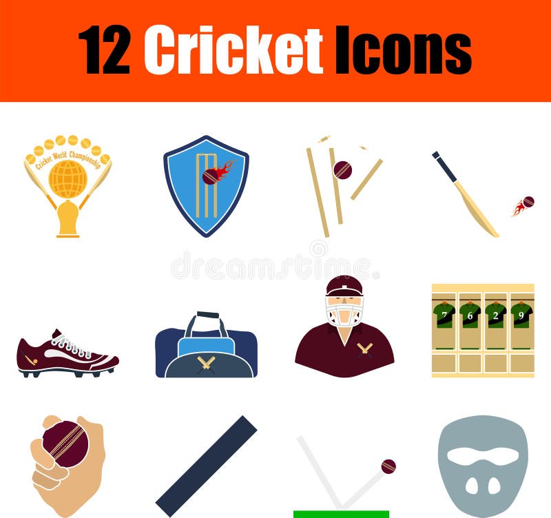 Cricket Icon Set stock vector. Illustration of color - 207634945