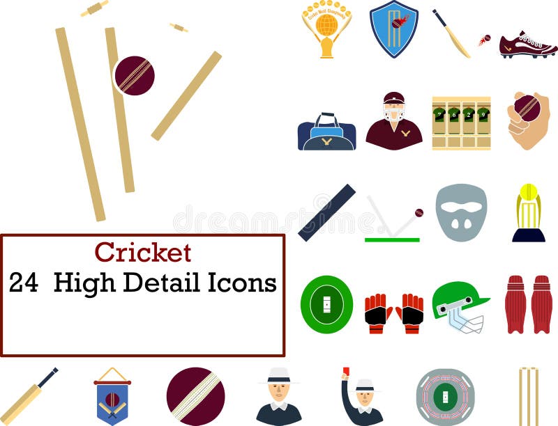 Cricket Icon Set stock vector. Illustration of icon - 212499649