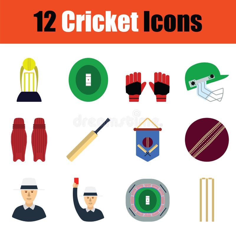 Cricket icon set stock vector. Illustration of league - 93405246