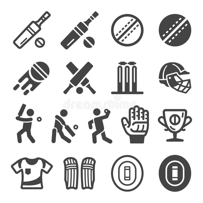 Cricket Icon Set stock vector. Illustration of icon - 248776111