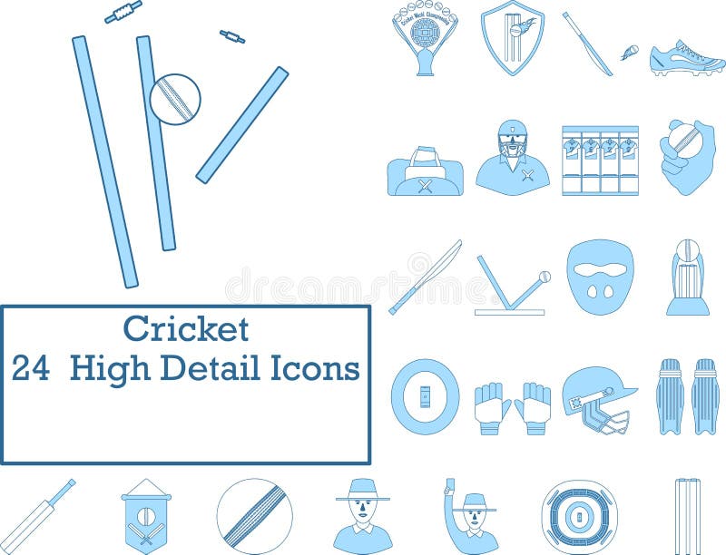 Cricket Icon Set stock vector. Illustration of icon - 248776111