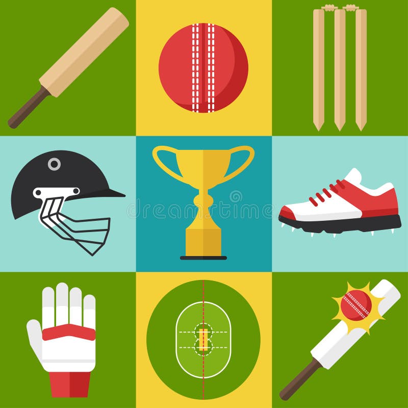 Cricket Icons Set stock vector. Illustration of hobby - 71196129