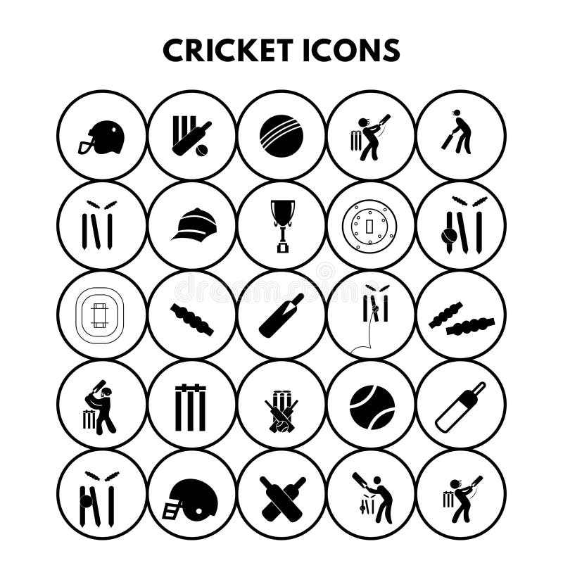 Cricket Icons stock vector. Illustration of ground, badge - 120625477