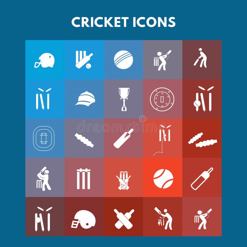 Cricket Icons stock vector. Illustration of athlete - 120628772