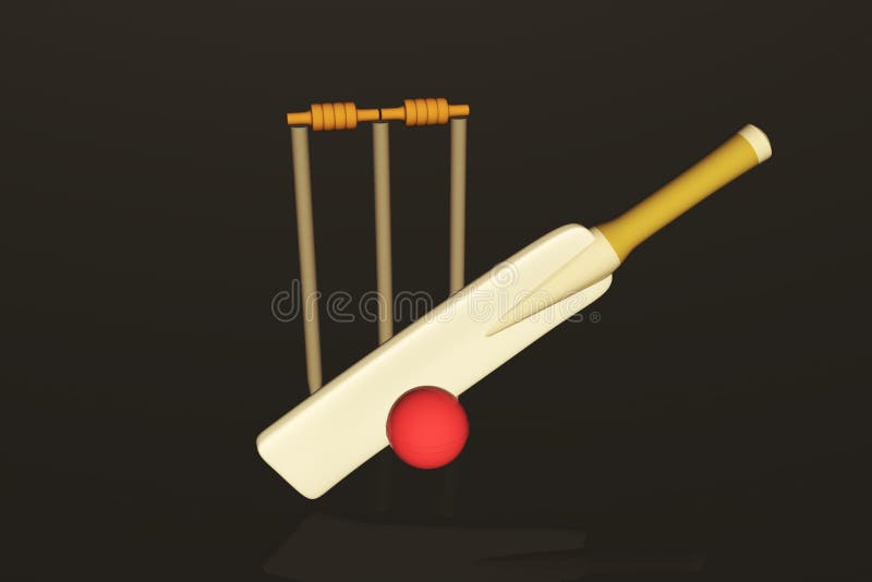 Cricket Match Items 3D stock illustration. Illustration of pose - 260765531