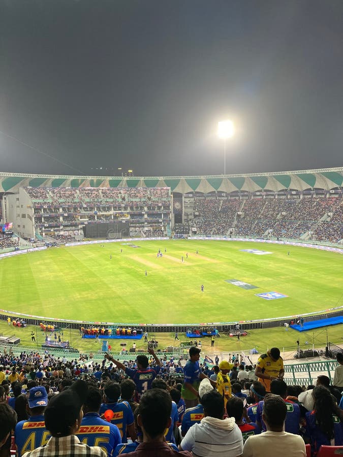 Cricket Match in Indian Stadium Editorial Stock Photo - Image of ...