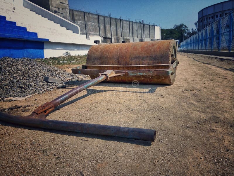 Cricket Pitch Roller Rusted Image Stock Photo - Image of garden, water ...