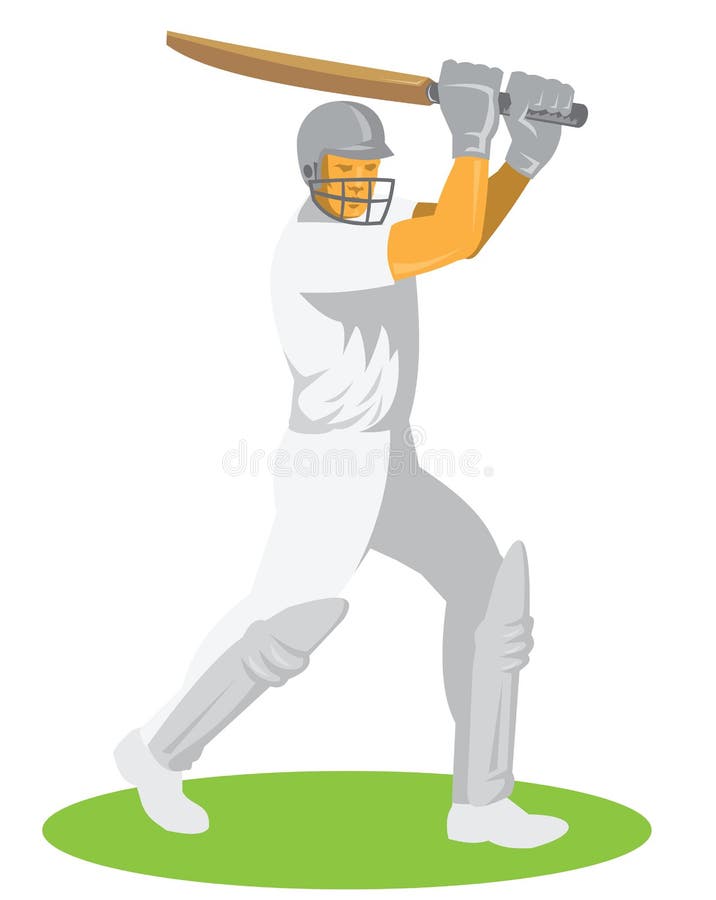 Cricket Player Batsman Batting Retro Stock Vector - Illustration of ...