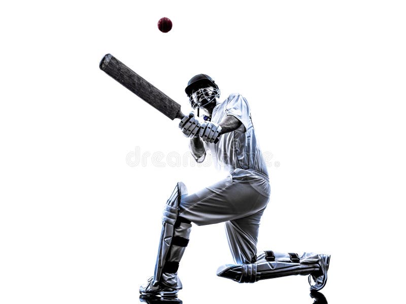 Cricket Player Batsman Silhouette Shadow White Background Stock Photos ...
