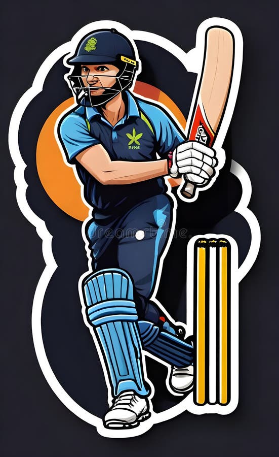 Cricket Player Cartoonistic Stickers Ai Generated Image Stock ...
