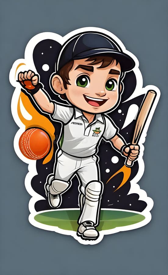 Cricket Player Cartoonistic Stickers Ai Generated Image Stock ...