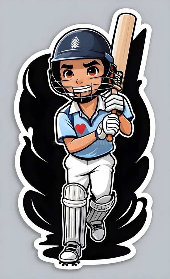 Cricket Player Cartoonistic Stickers Ai Generated Image Stock ...