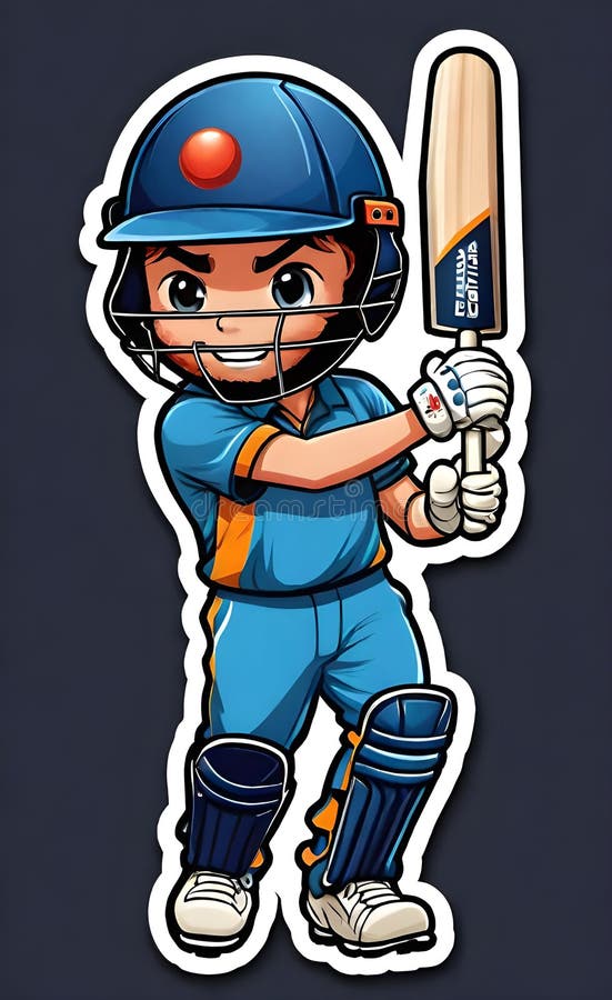 Cricket Player Cartoonistic Stickers Ai Generated Image Stock ...