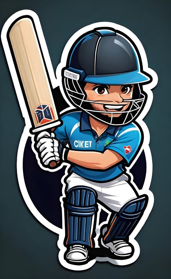 Cricket Player Cartoonistic Stickers Ai Generated Image Stock ...
