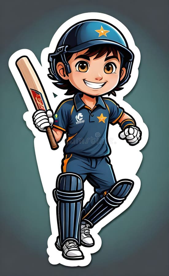Cricket Player Cartoonistic Stickers Ai Generated Image Stock ...