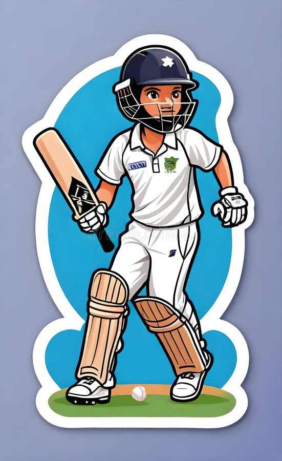 Cricket Player Cartoonistic Stickers Ai Generated Image Stock ...