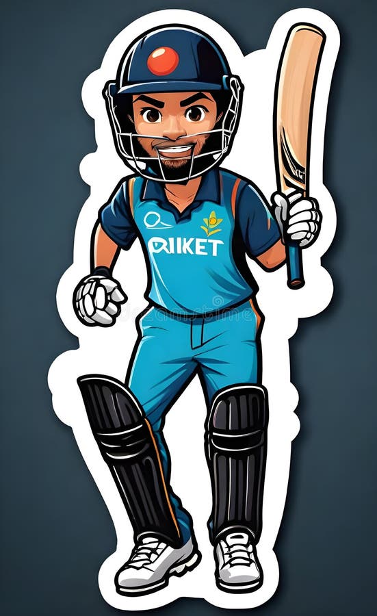 Cricket Player Cartoonistic Stickers Ai Generated Image Stock ...