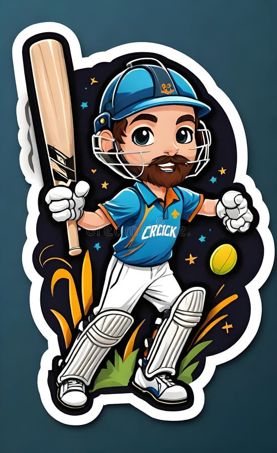 Cricket Player Cartoonistic Stickers Ai Generated Image Stock ...