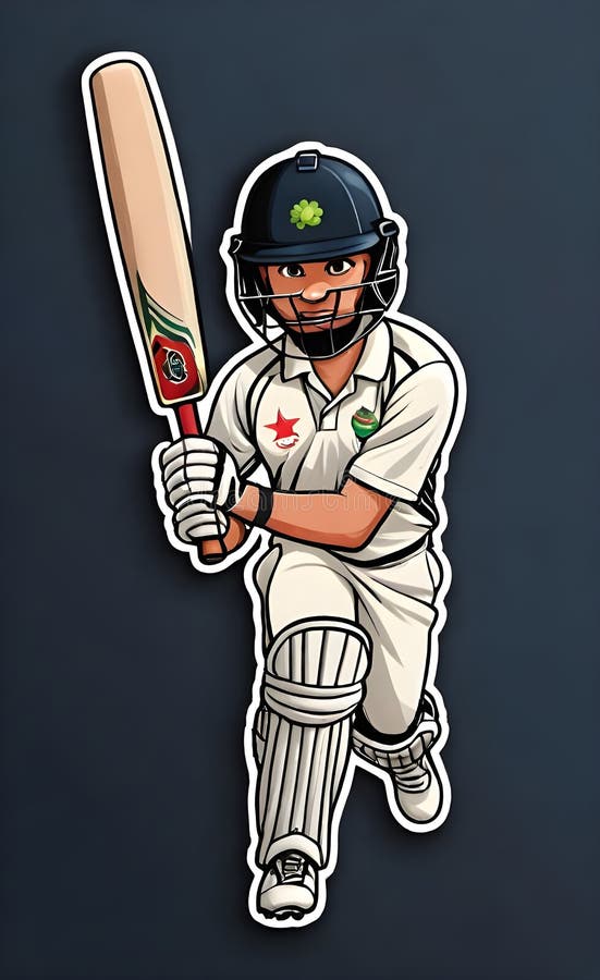 Cricket Player Cartoonistic Stickers Ai Generated Image Stock ...
