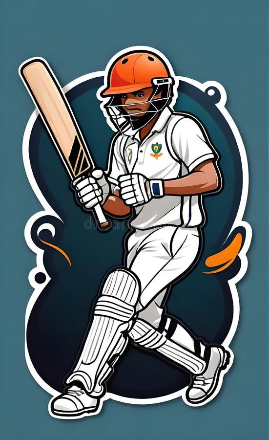 Cricket Player Cartoonistic Stickers Ai Generated Image Stock ...