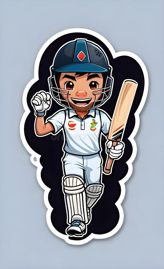 Cricket Player Cartoonistic Stickers Ai Generated Image Stock ...