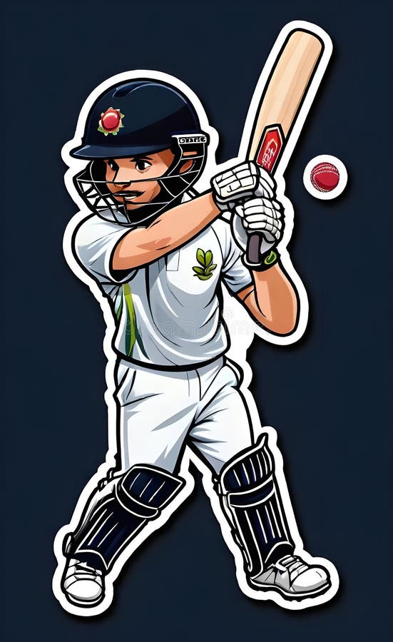 Cricket Player Cartoonistic Stickers Ai Generated Image Stock ...