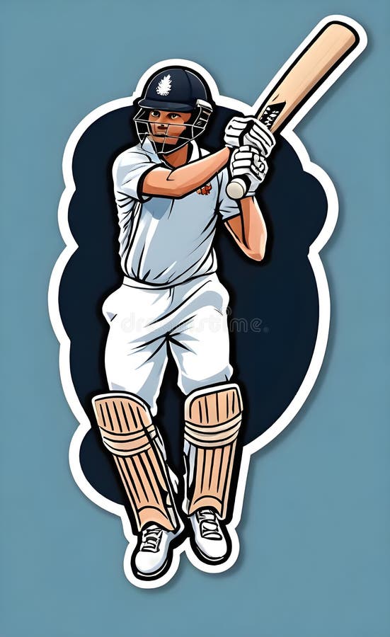 Cricket Player Cartoonistic Stickers Ai Generated Image Stock ...