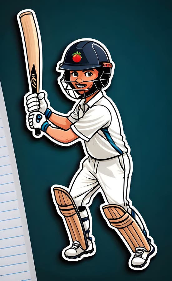 Cricket Player Cartoonistic Stickers Ai Generated Image Stock ...