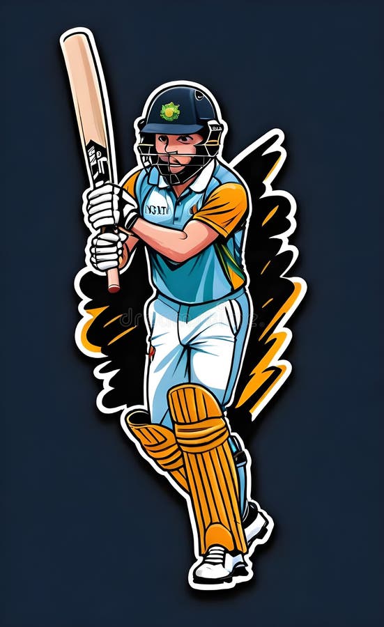 Cricket Player Cartoonistic Stickers Ai Generated Image Stock ...